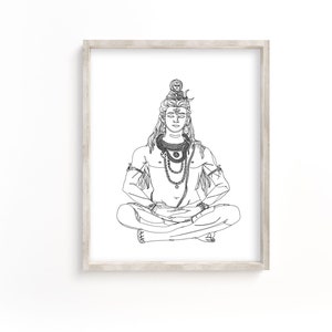 Lord Shiva Line Drawing, Indian Wall Art, Meditation Printable ...