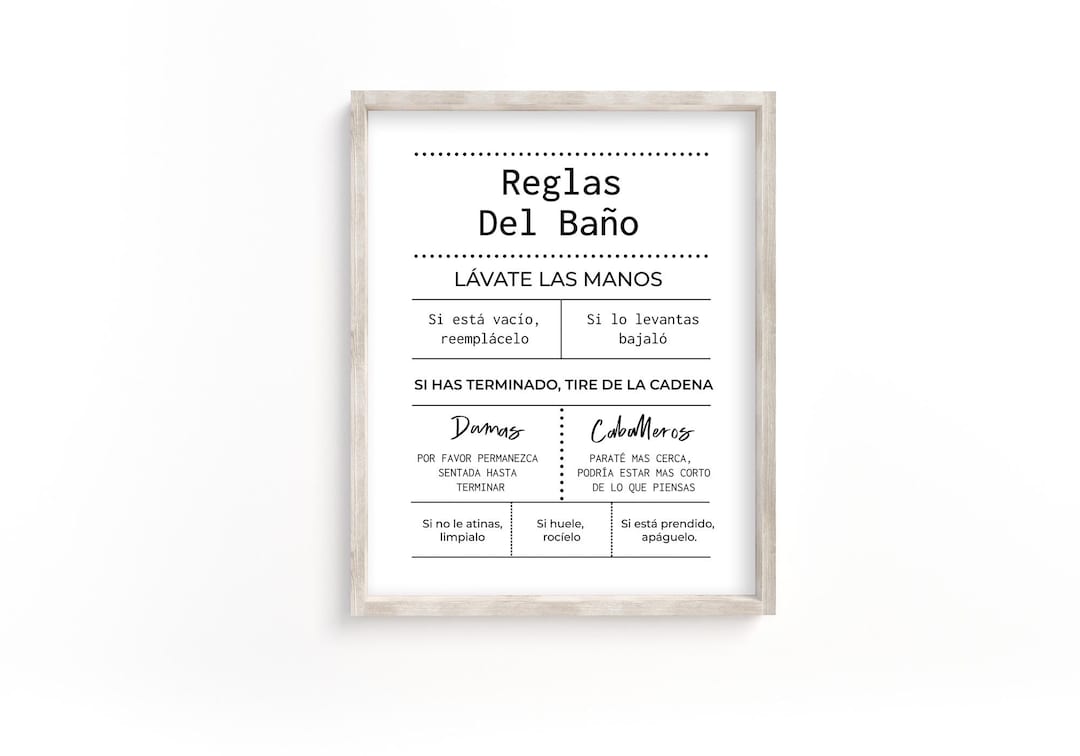 Impresión de reglas del baño: Reglas del baño, letrero de baño ...