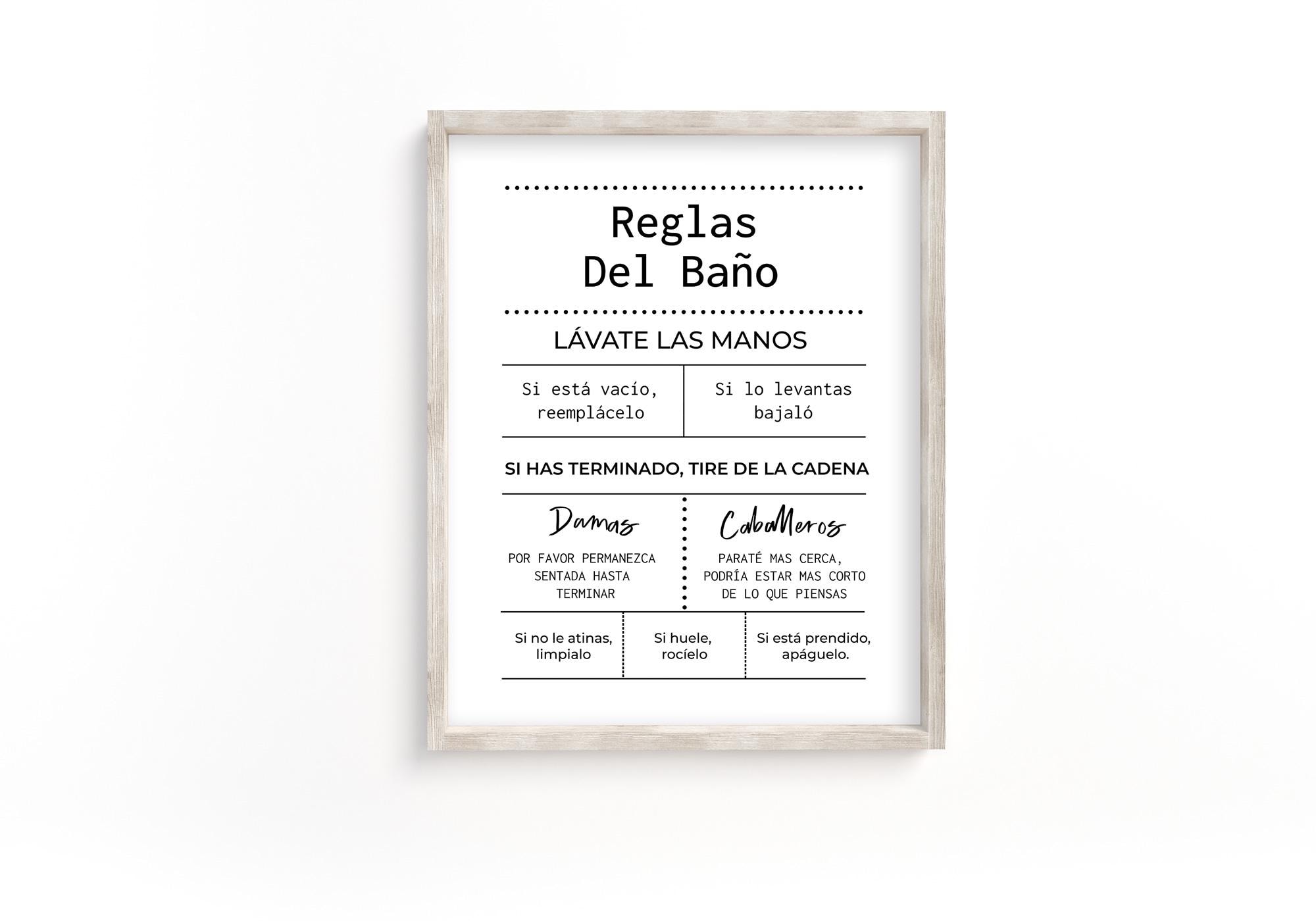 Toilet Rules Spanish, Español Reglas Del Baño, Bathroom Printable ...