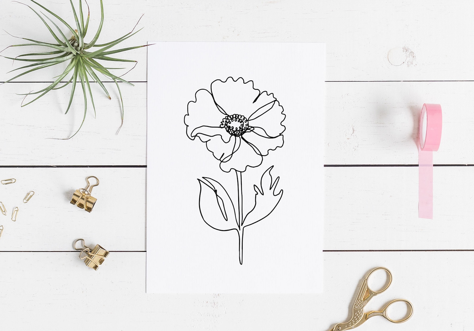 Poppy Wall Decor Printable Single Line Drawing Minimalist Line Art ...