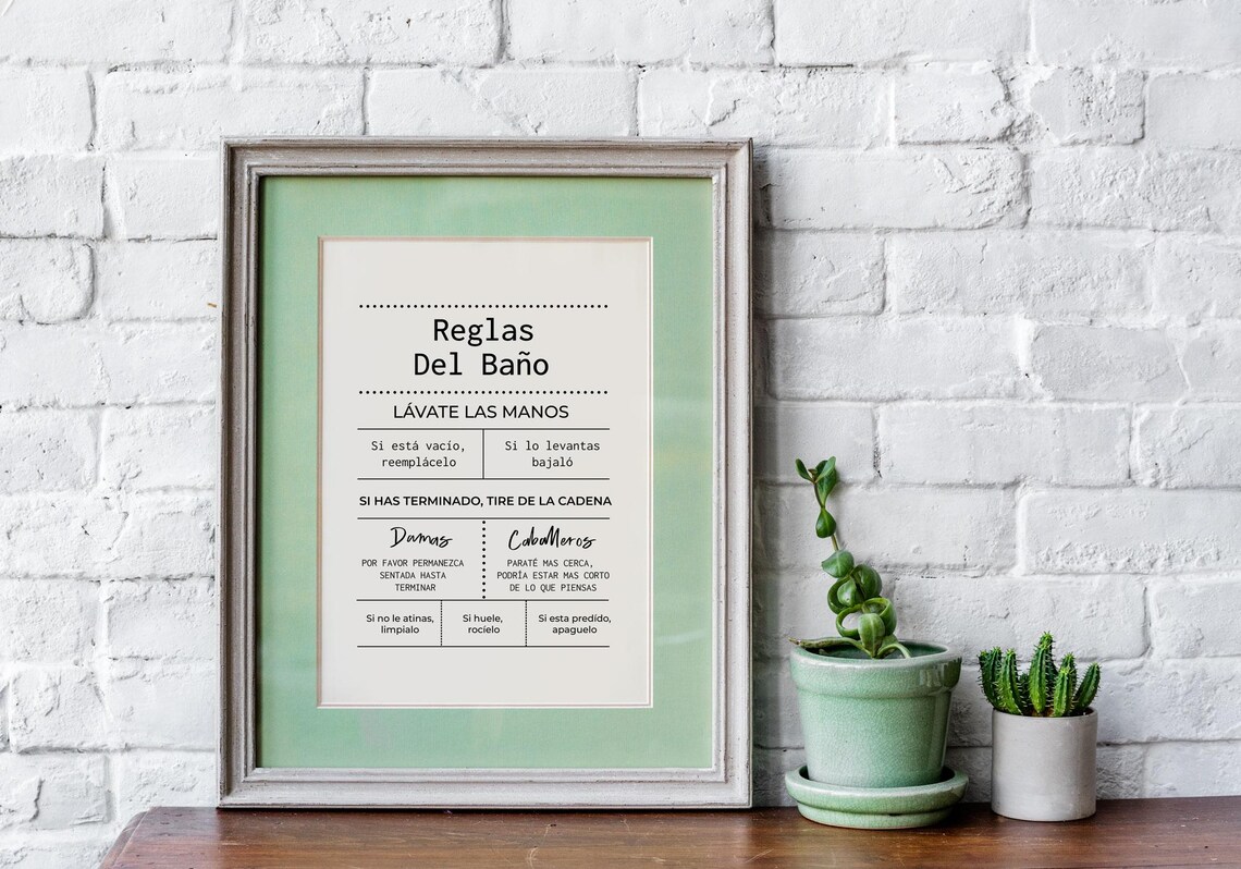 Toilet Rules Spanish, Español Reglas Del Baño, Bathroom Printable ...
