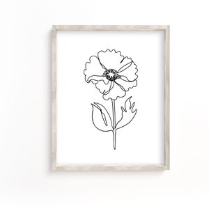 Poppy Wall Decor Printable Single Line Drawing Minimalist Line Art ...