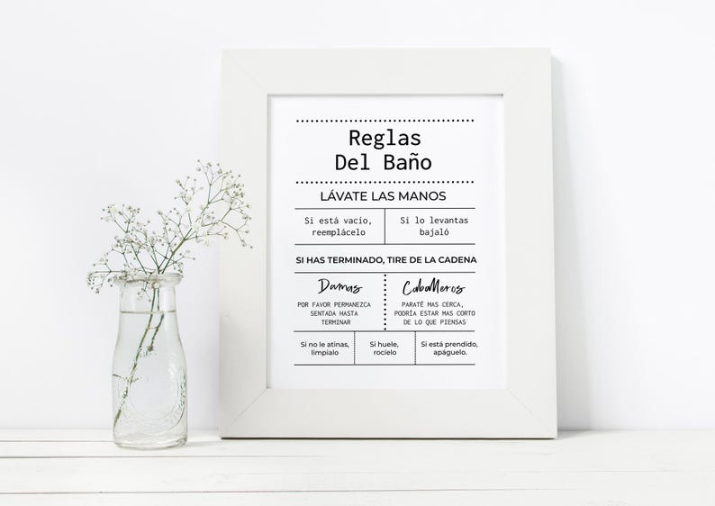 Toilet Rules Spanish, Español Reglas Del Baño, Bathroom Printable ...