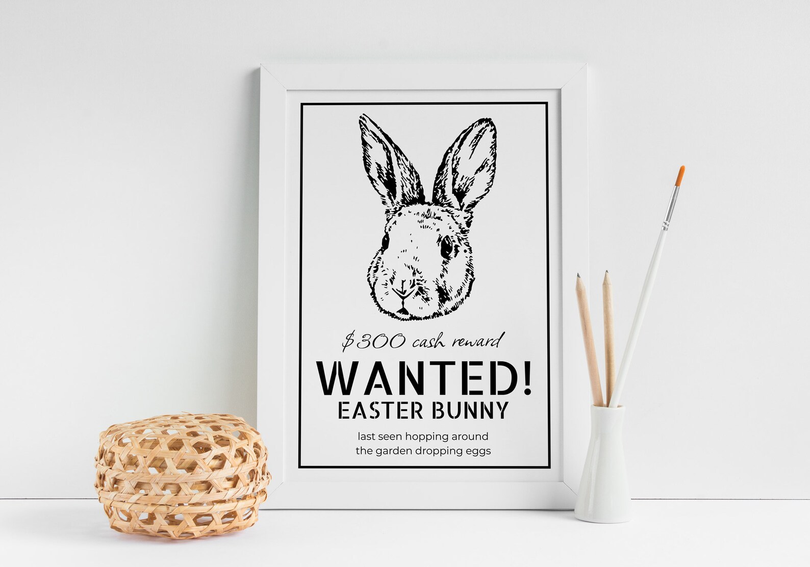 EASTER BUNNY WANTED Printable. Funny Easter Wall Decor. Last Minute ...