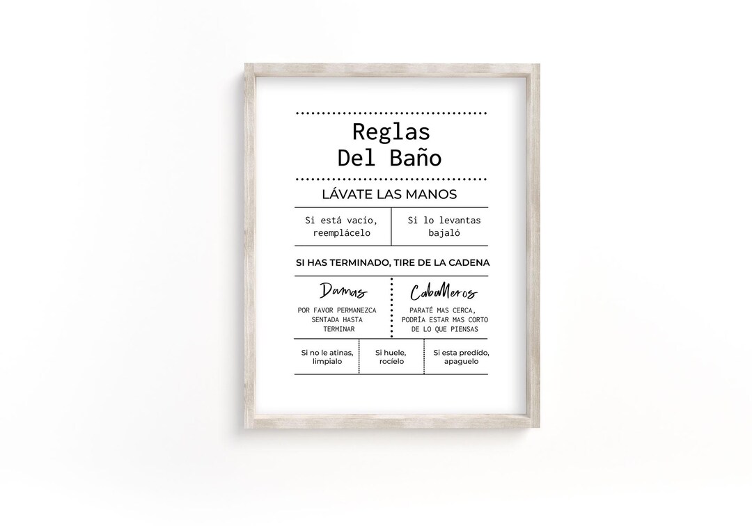Toilet Rules Spanish, Español Reglas Del Baño, Bathroom Printable ...