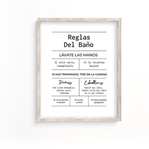 Toilet Rules Spanish, Español Reglas Del Baño, Bathroom Printable ...