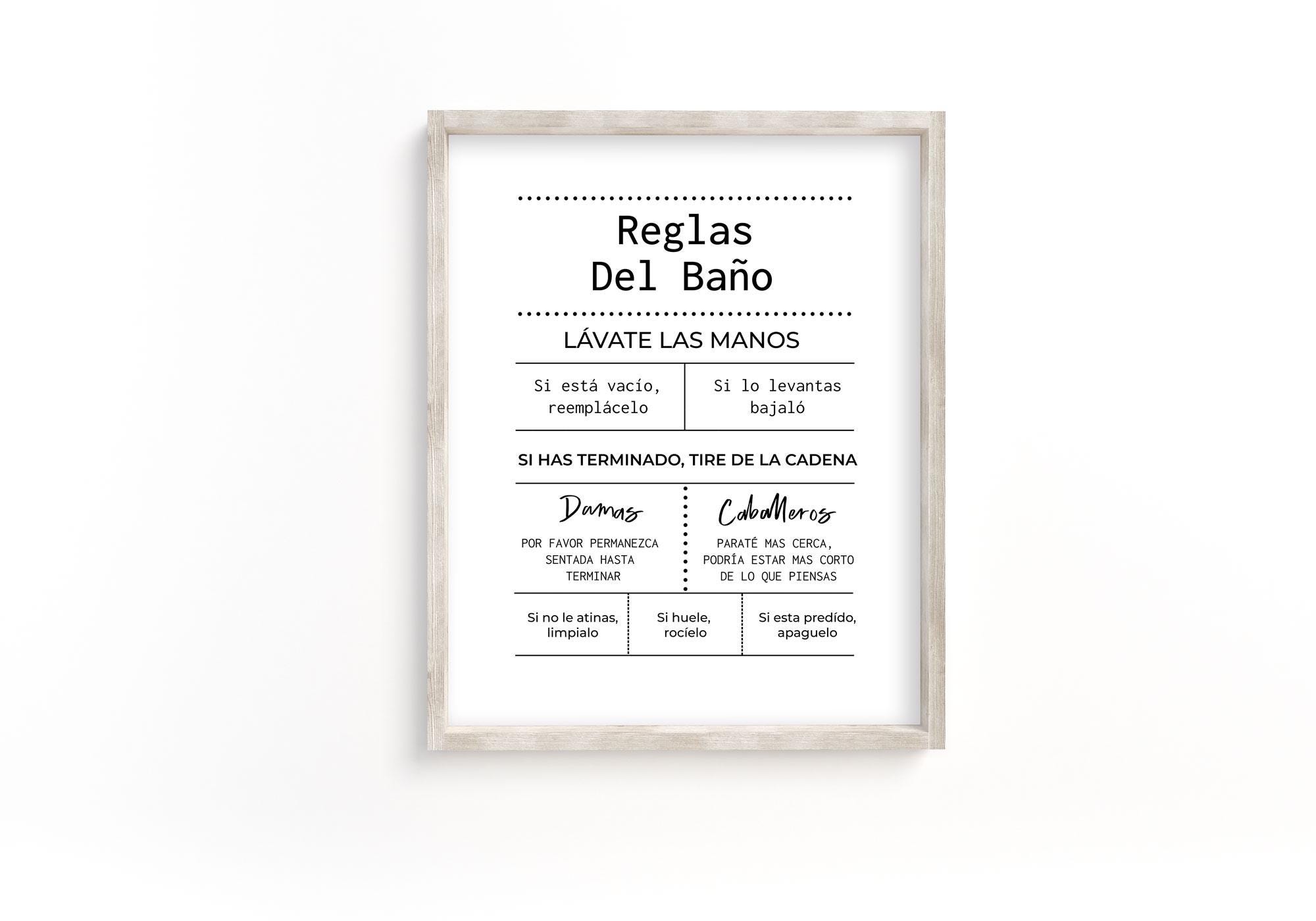 Toilet Rules Spanish, Español Reglas Del Baño, Bathroom Printable ...