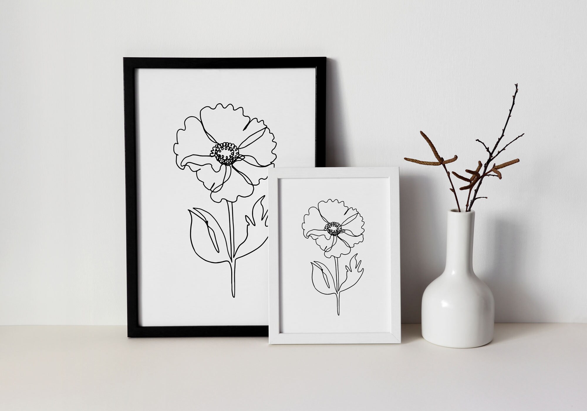 Poppy Wall Decor Printable Single Line Drawing Minimalist Line Art ...