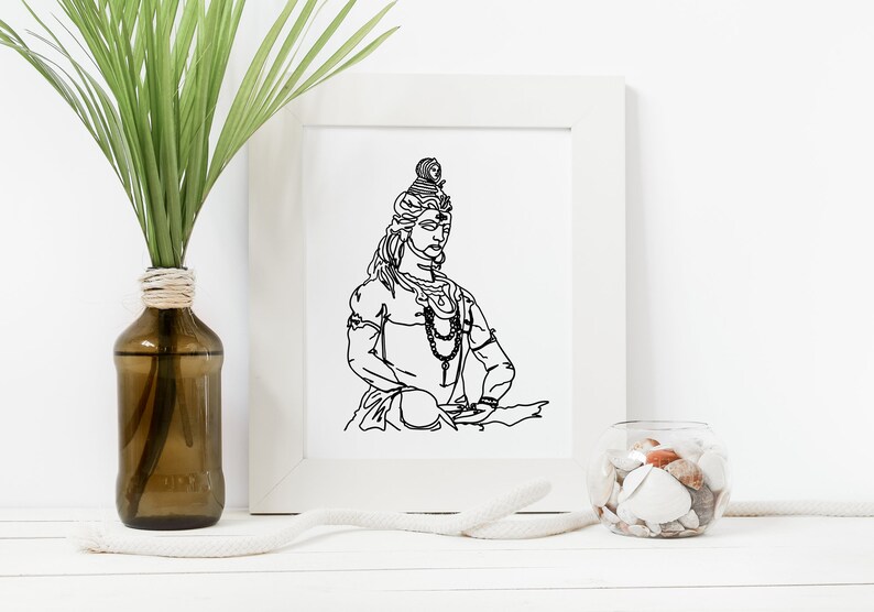 Lord Shiva One Line Drawing. Yoga Room Decor, Mahadev Print, Indian ...