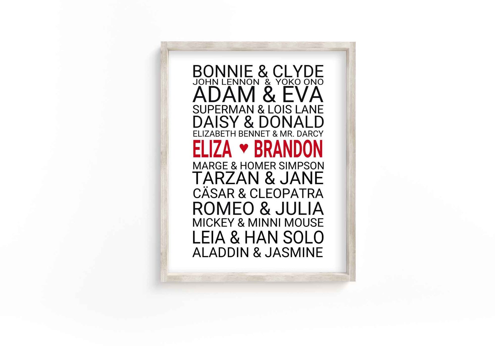 Poster FAMOUS COUPLES With Name,custom Wedding Gift, Bonnie&clyde, Gift ...