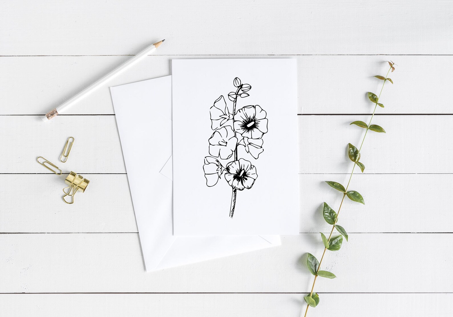 Mallow Drawing. Botanical Line Art Print, Botanical Sketch Printable ...