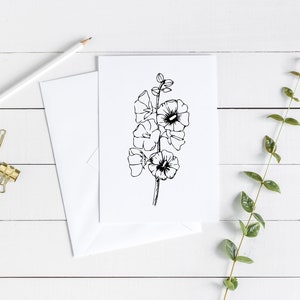 Mallow Drawing. Botanical Line Art Print, Botanical Sketch Printable ...