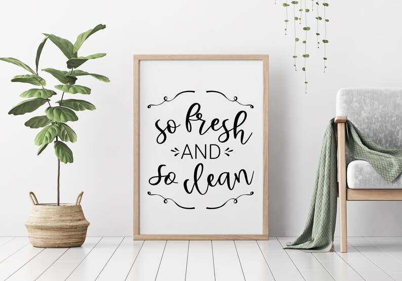 So Fresh and so Clean Sign, Printable Bathroom Wall Art, Laundry Wall ...