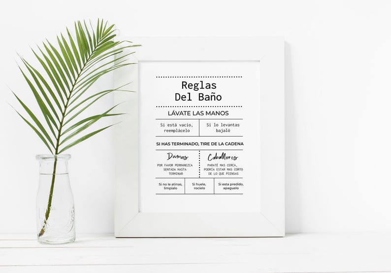 Toilet Rules Spanish, Español Reglas Del Baño, Bathroom Printable ...