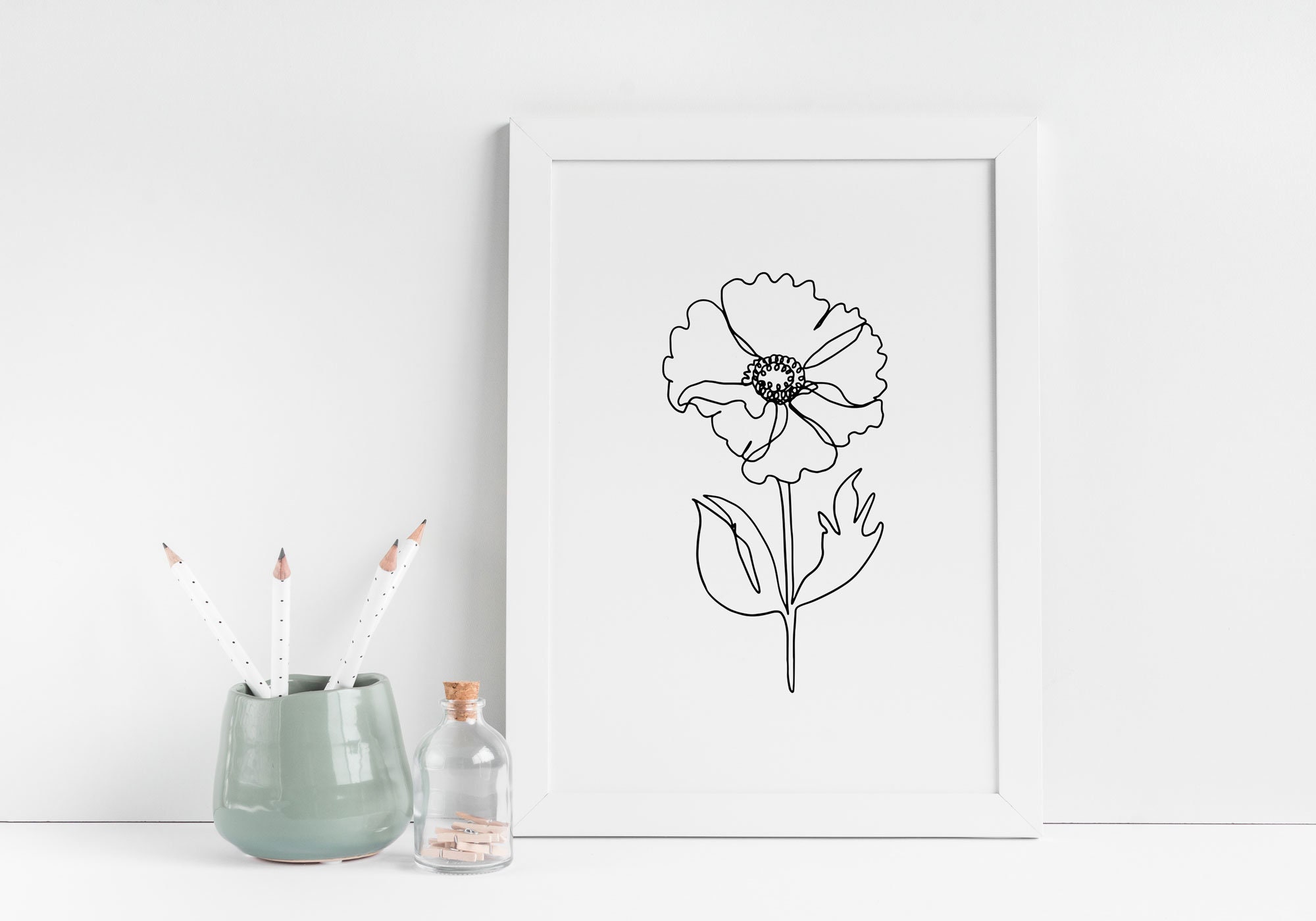 Poppy Wall Decor Printable Single Line Drawing Minimalist Line Art ...