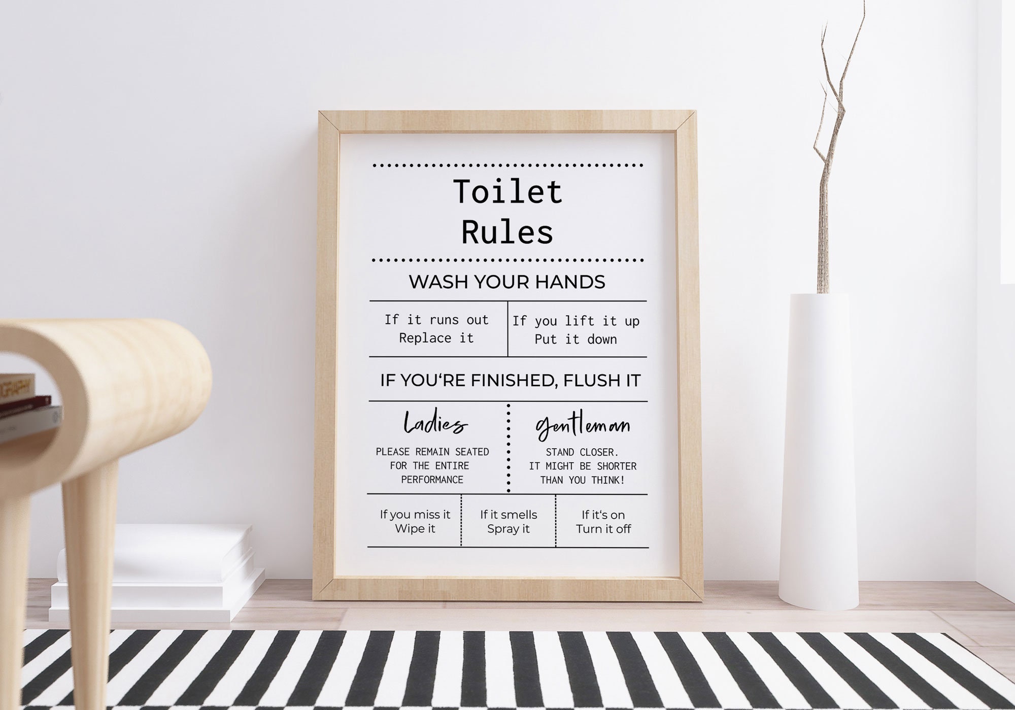 Toilet Rules, Bathroom Wall Print, Wall Print, Bathroom Printable ...