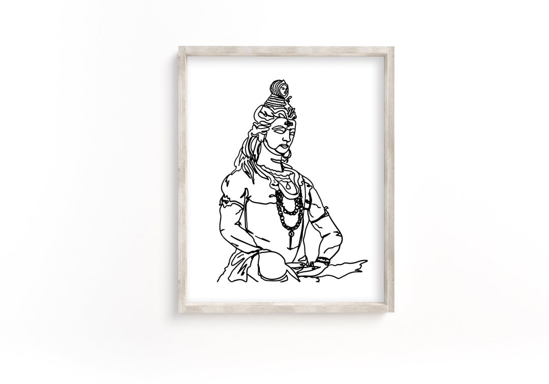 Lord Shiva One Line Drawing. Yoga Room Decor, Mahadev Print, Indian ...