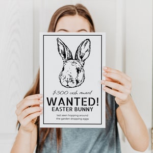 EASTER BUNNY WANTED Printable. Funny Easter Wall Decor. Last Minute ...