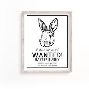 EASTER BUNNY WANTED Printable. Funny Easter Wall Decor. Last Minute ...