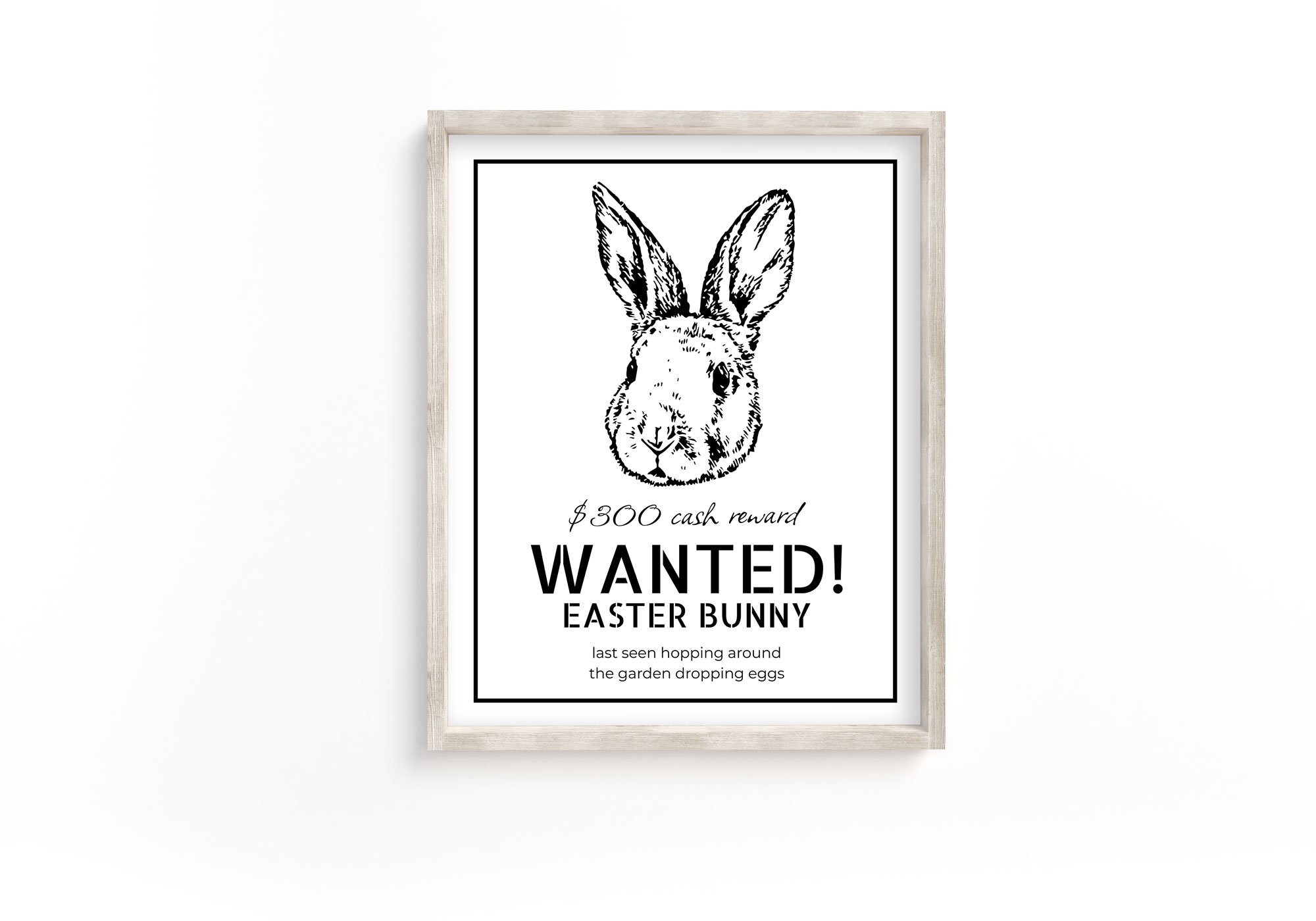 EASTER BUNNY WANTED Printable. Funny Easter Wall Decor. Last Minute ...