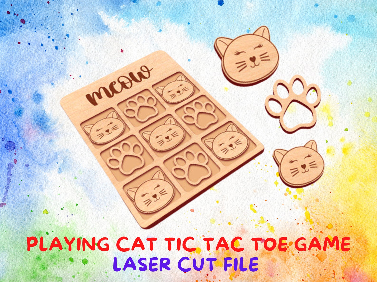 Cat Tic Tac Toe Game Laser Cut File Svg|dfx|eps|pdf - Etsy