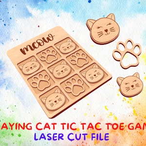 Cat Tic Tac Toe Game Laser Cut File Svg|dfx|eps|pdf - Etsy