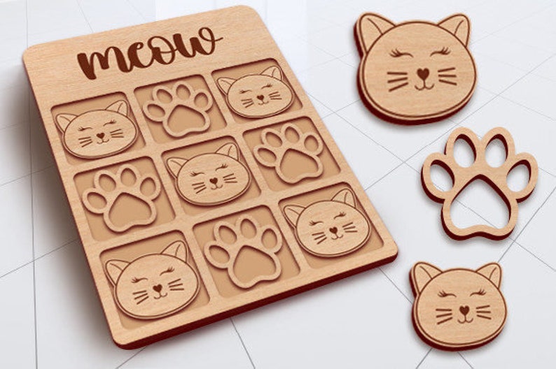 Cat Tic Tac Toe Game Laser Cut File Svg|dfx|eps|pdf - Etsy