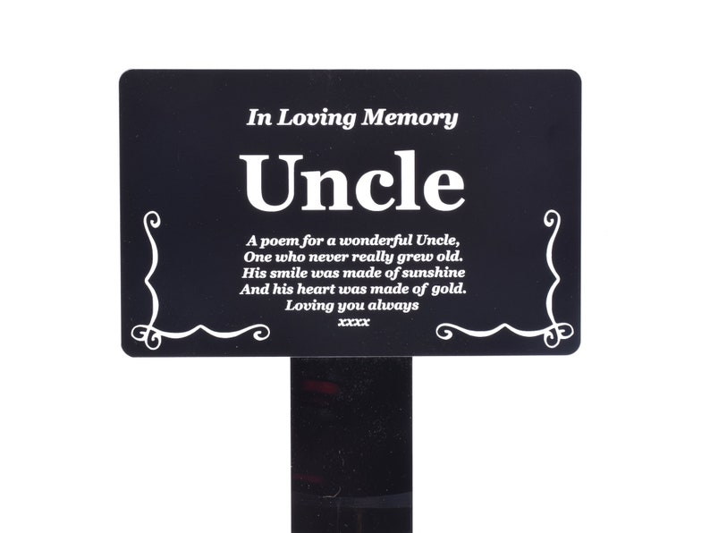 In Loving Memory Uncle Engraved Memorial Stake with poem | Etsy