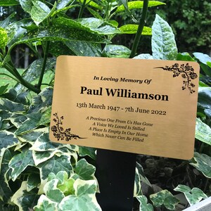 Personalised Roses Memorial Plaque Grave Marker for Cemetery or Garden ...