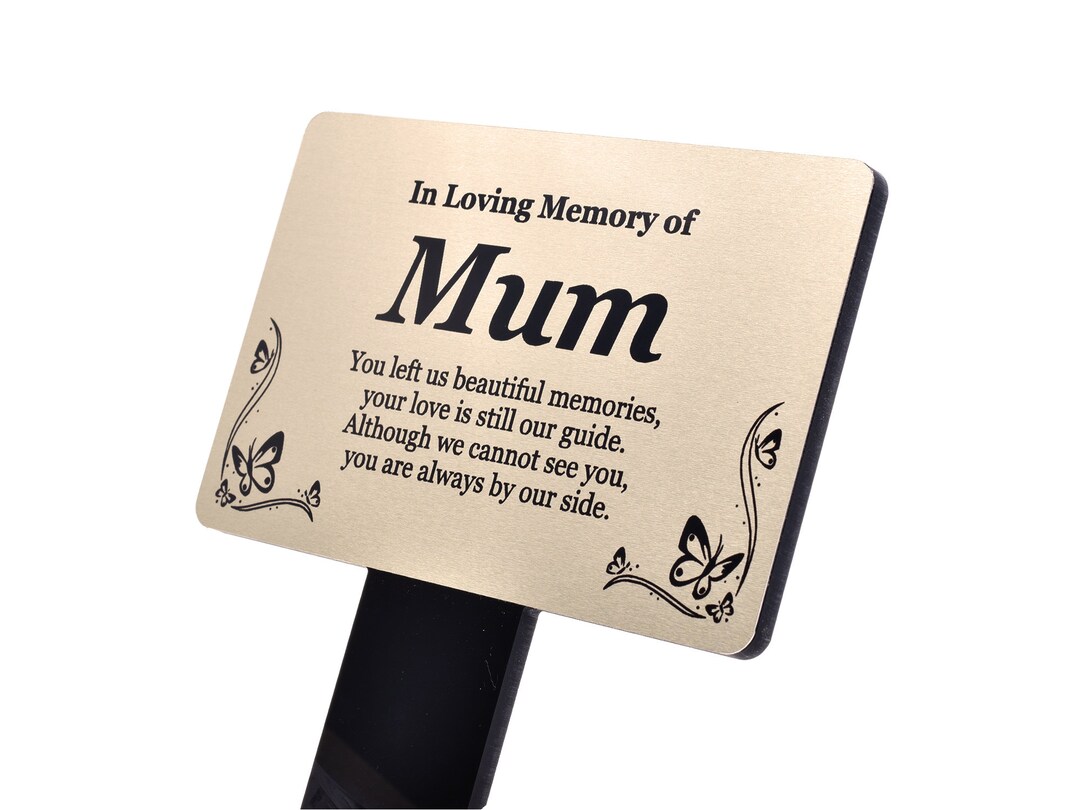 Mum Memorial Plaque Stake 'in Loving Memory Mum', GOLD / SILVER Grave ...