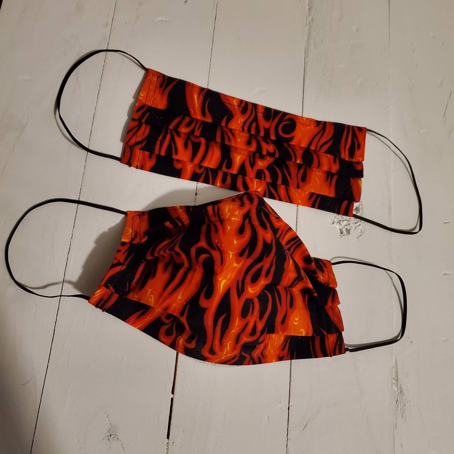 Fire Flames Double Layer Face Mask with Filter Pocket and | Etsy