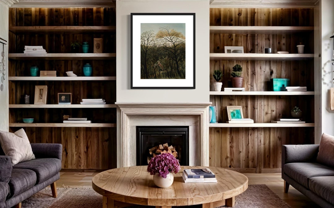 Retro Forest Landscape Poster Print, Moody Dark Digital Download Art ...