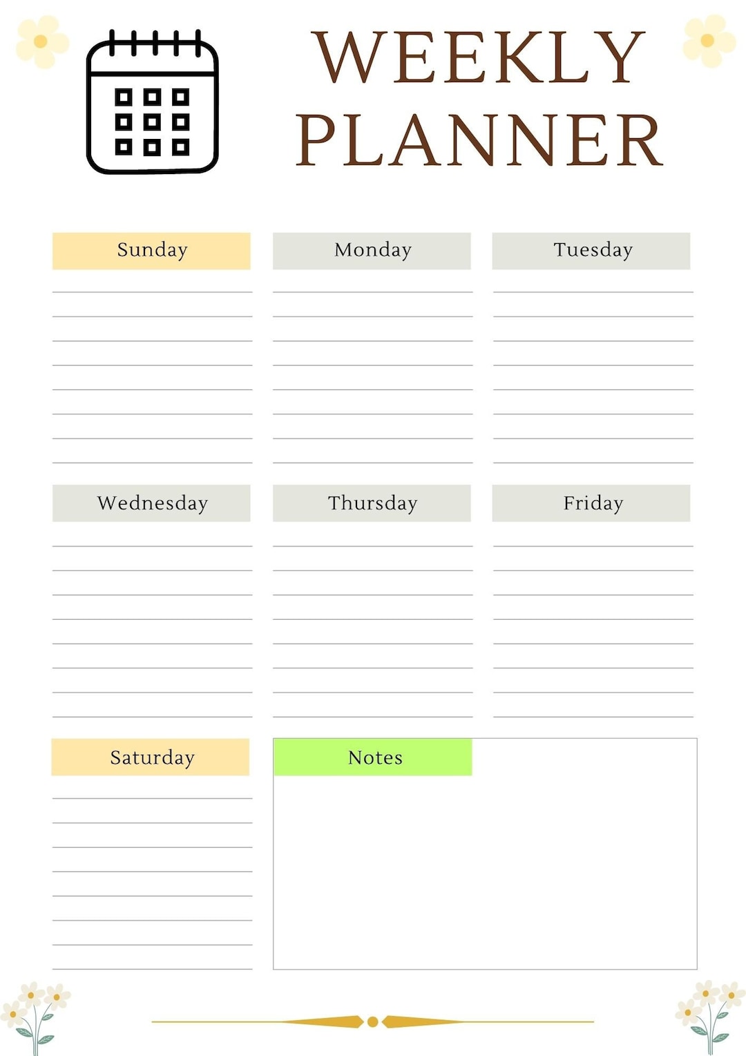 Printable Weekly Planner A4 Size, White Background - Etsy