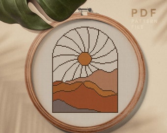 Mountain Cross Stitch Pattern Modern Boho Style | Etsy