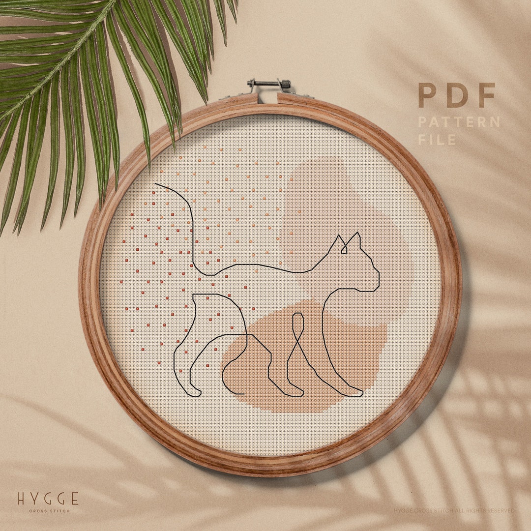 Cat Cross Stitch Pattern, Modern Counted Cross Stitch, Embroidery Art ...