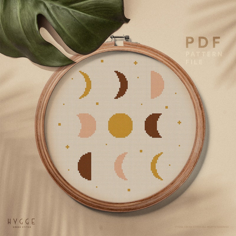 Moon Phase Cross Stitch - Etsy