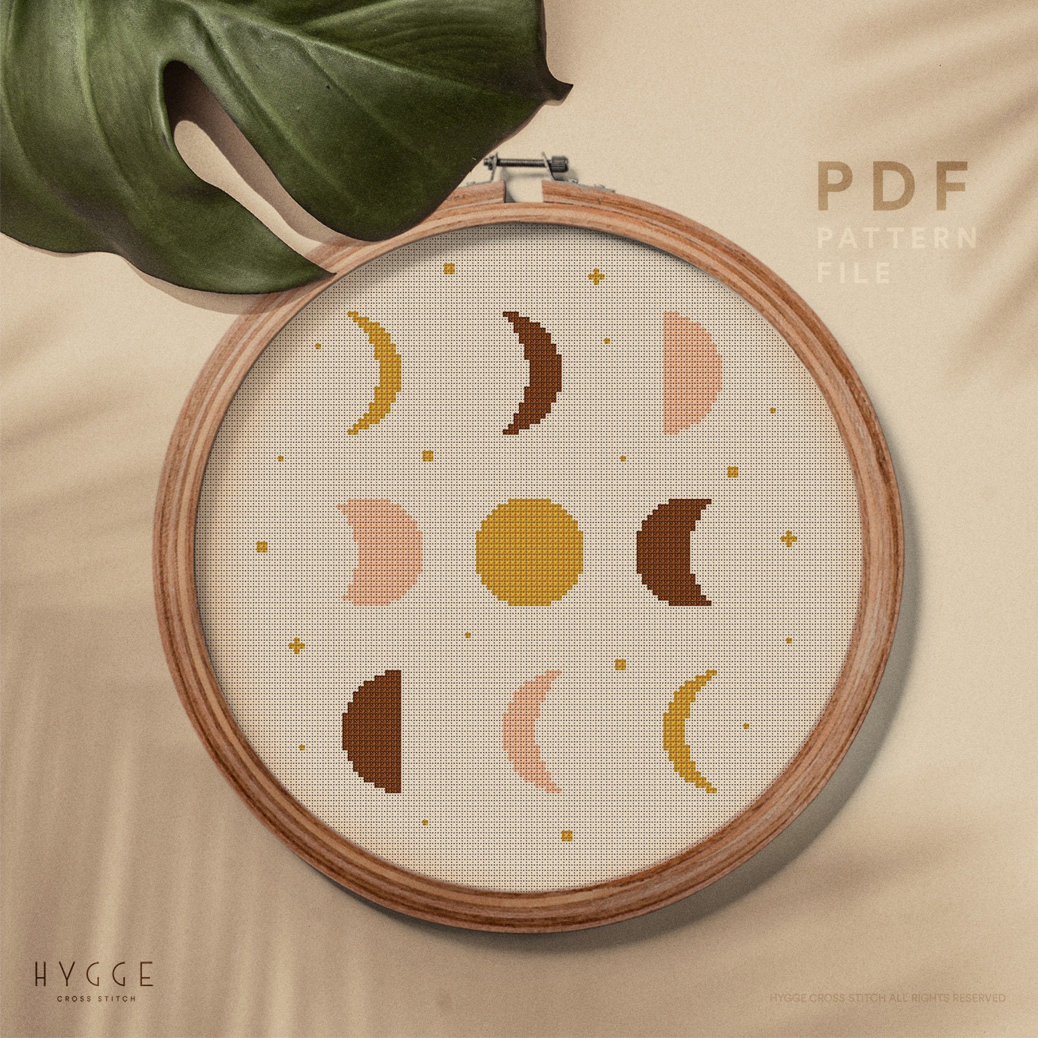 Moon Phase Cross Stitch Pattern, Celestial Counted Cross Stitch Design ...