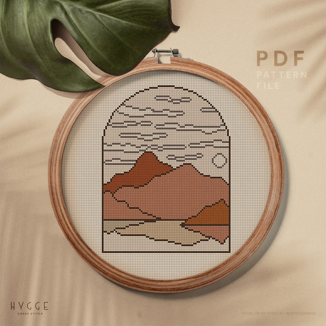 Mountain View Cross Stitch Pattern, Easy Level, Modern Embroidery ...