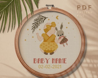 Personalized Cross Stitch, Baby Counted Cross Stitch Pattern, Birth ...