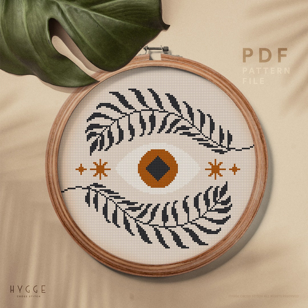 Boho Style Cross Stitch Pattern, Modern Art Home Decor, Eye Theme ...