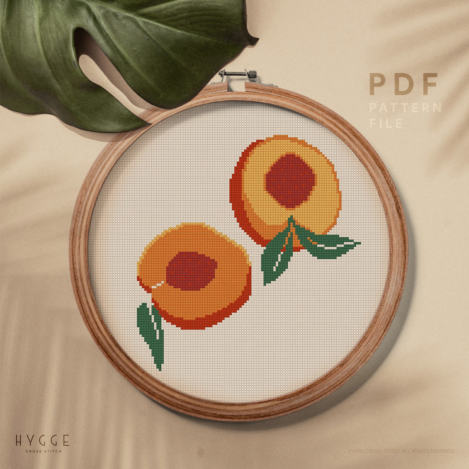 Peach Fruit Cross Stitch Pattern Modern Embroidery Design | Etsy