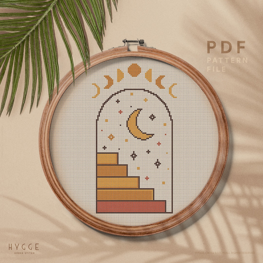 Easy, Minimal Cross Stitch PDF Pattern, Bohemian Style Home Decor ...