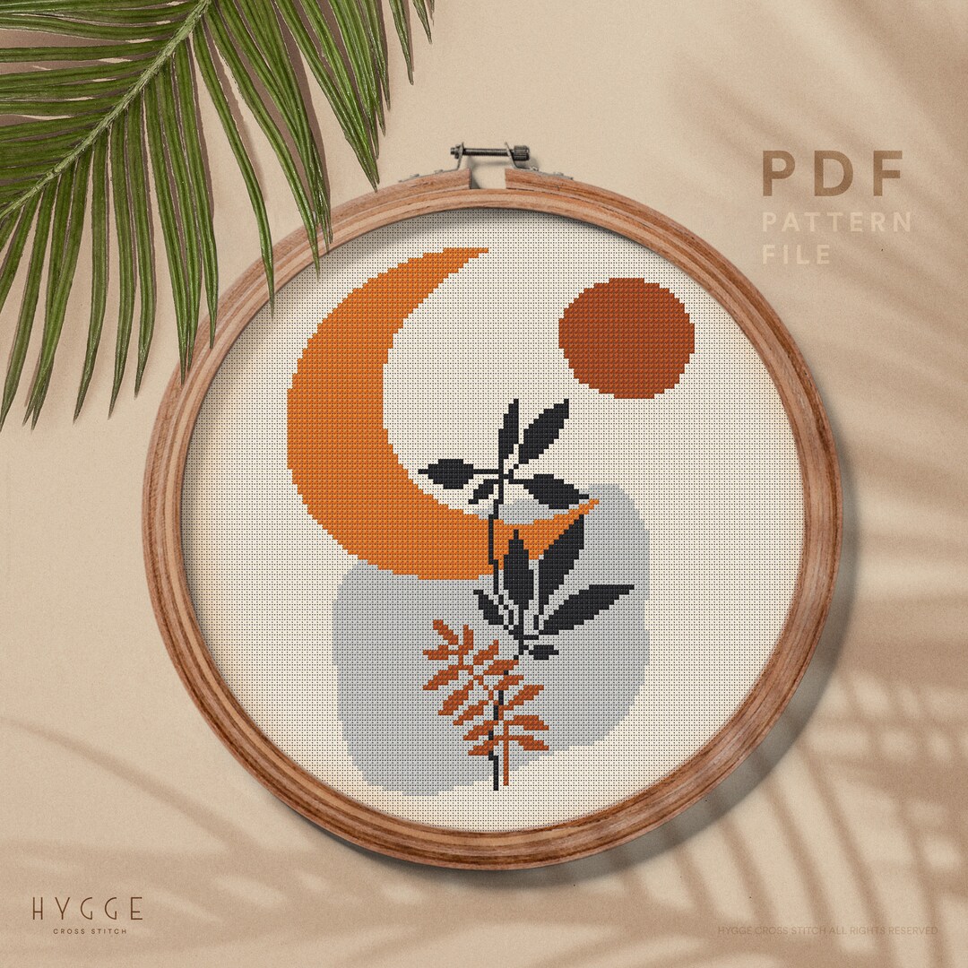 Abstract Cross Stitch Pattern, Modern Cross Stitch PDF, Mid-century ...