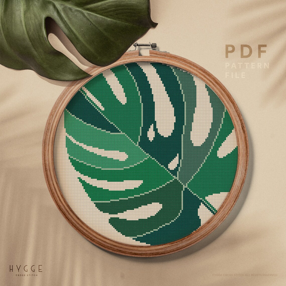 Monstera Leaf Cross Stitch Pattern Botanical Theme Modern | Etsy
