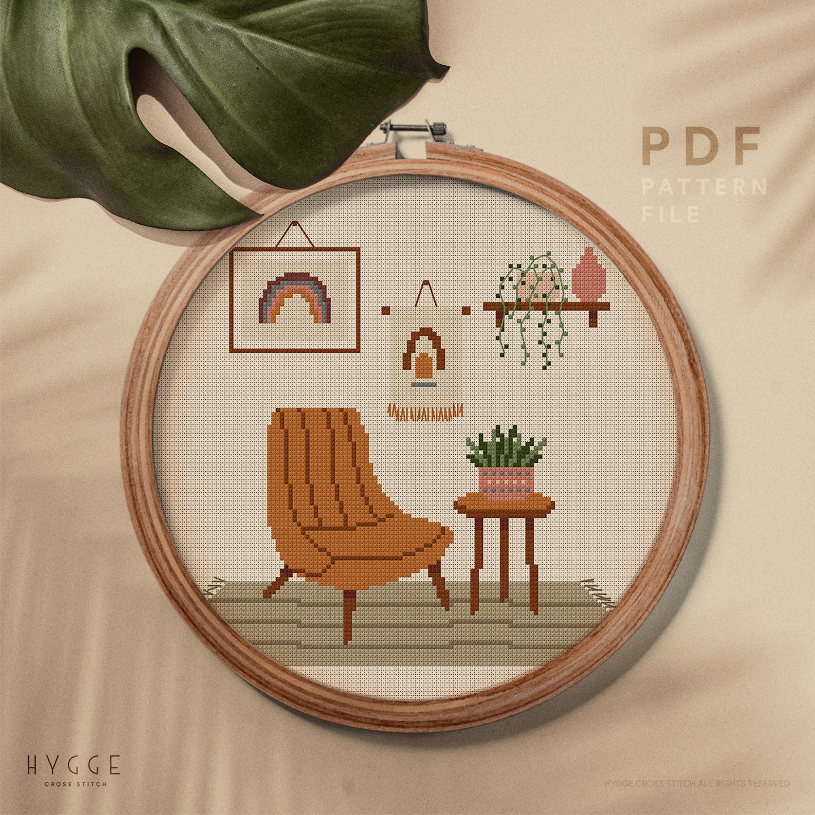 Boho Cross Stitch Pattern Bohemian Style Home Interior - Etsy