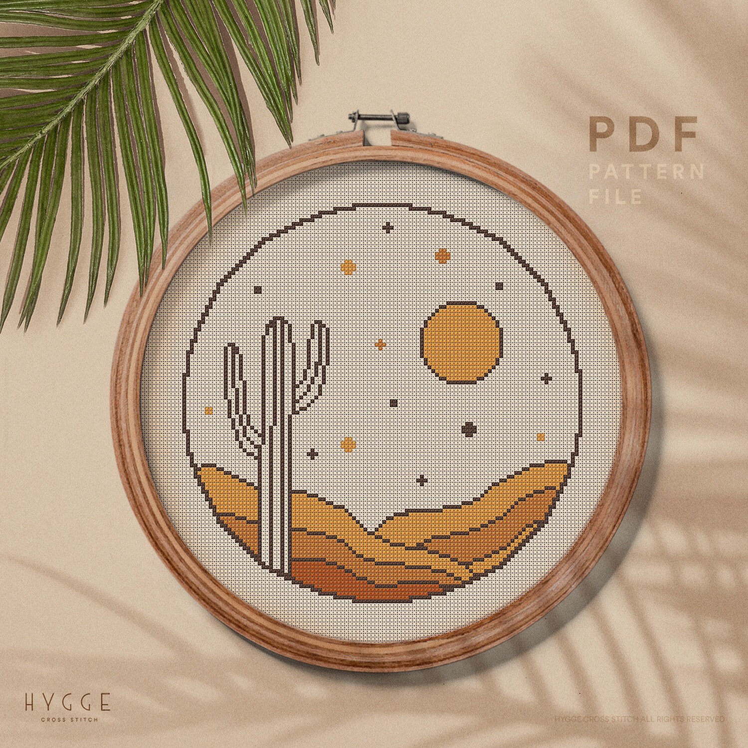 Desert Landscape Cross Stitch PDF Pattern, Easy Embroidery Chart, Wall ...