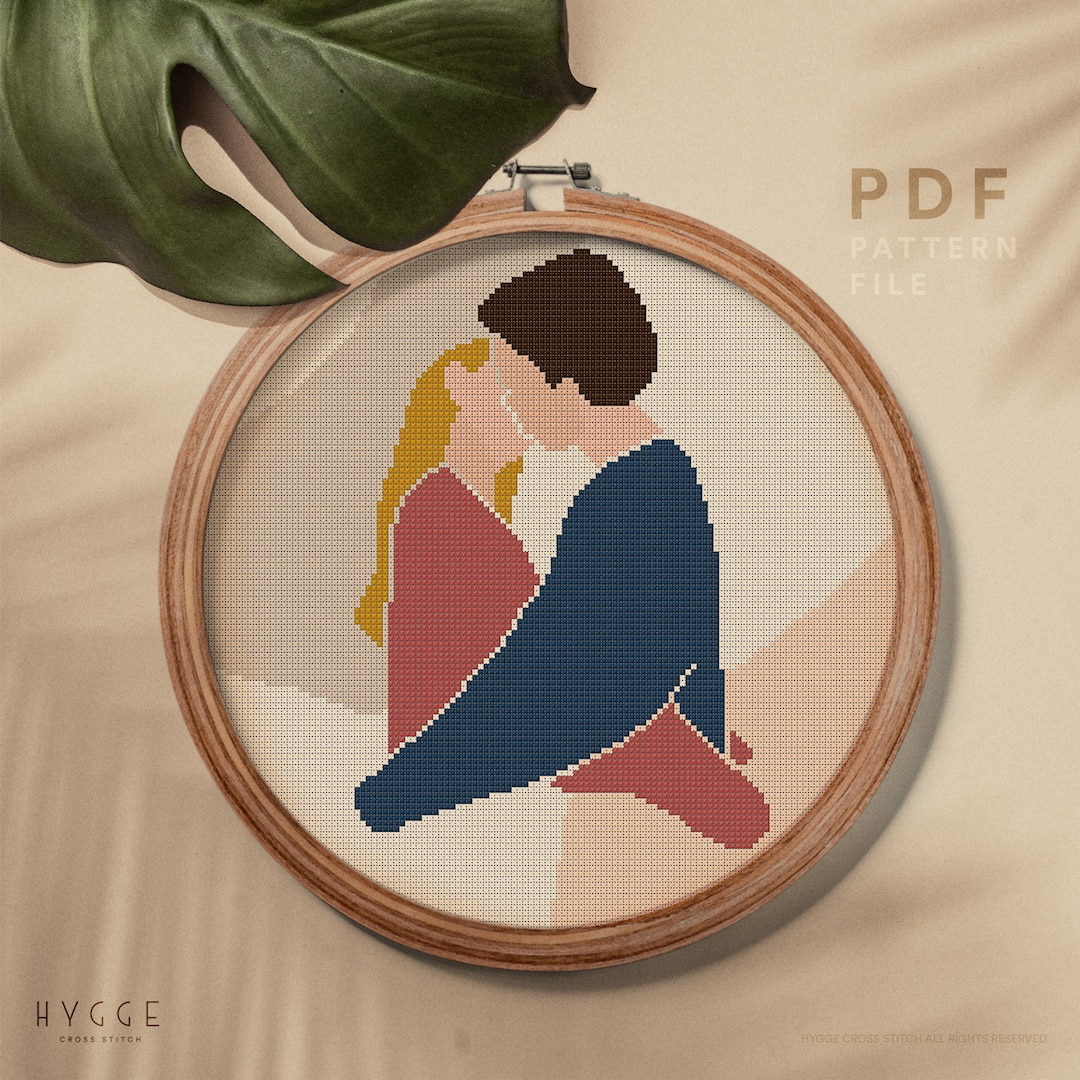 Kissing Couple Cross Stitch Pattern, Love Theme Counted Cross Stitch ...