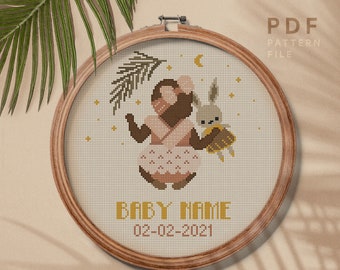 Personalized Cross Stitch, Baby Counted Cross Stitch Pattern, Birth ...