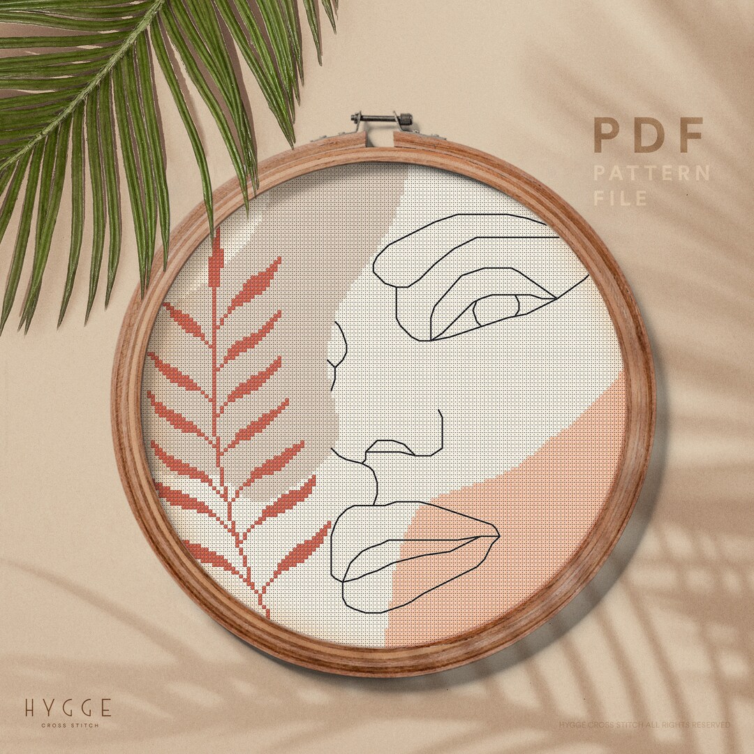 Modern Art Cross Stitch Pattern, Human Face Counted Cross Stitch ...