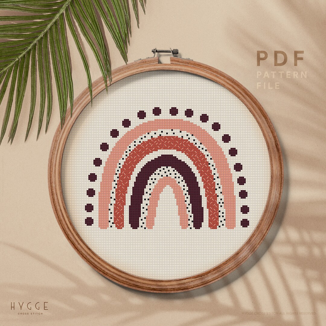 BOHO Rainbow Cross Stitch Pattern, Abstract Counted Cross Stitch, Easy ...